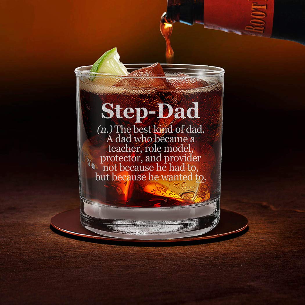 shop4ever® Step-Dad Definition Engraved Whiskey Glass Father's Day Gift for Stepdad 11 oz.