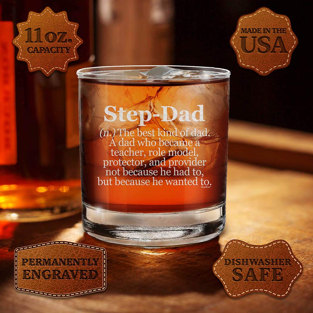 shop4ever® Step-Dad Definition Engraved Whiskey Glass Father's Day Gift for Stepdad 11 oz.