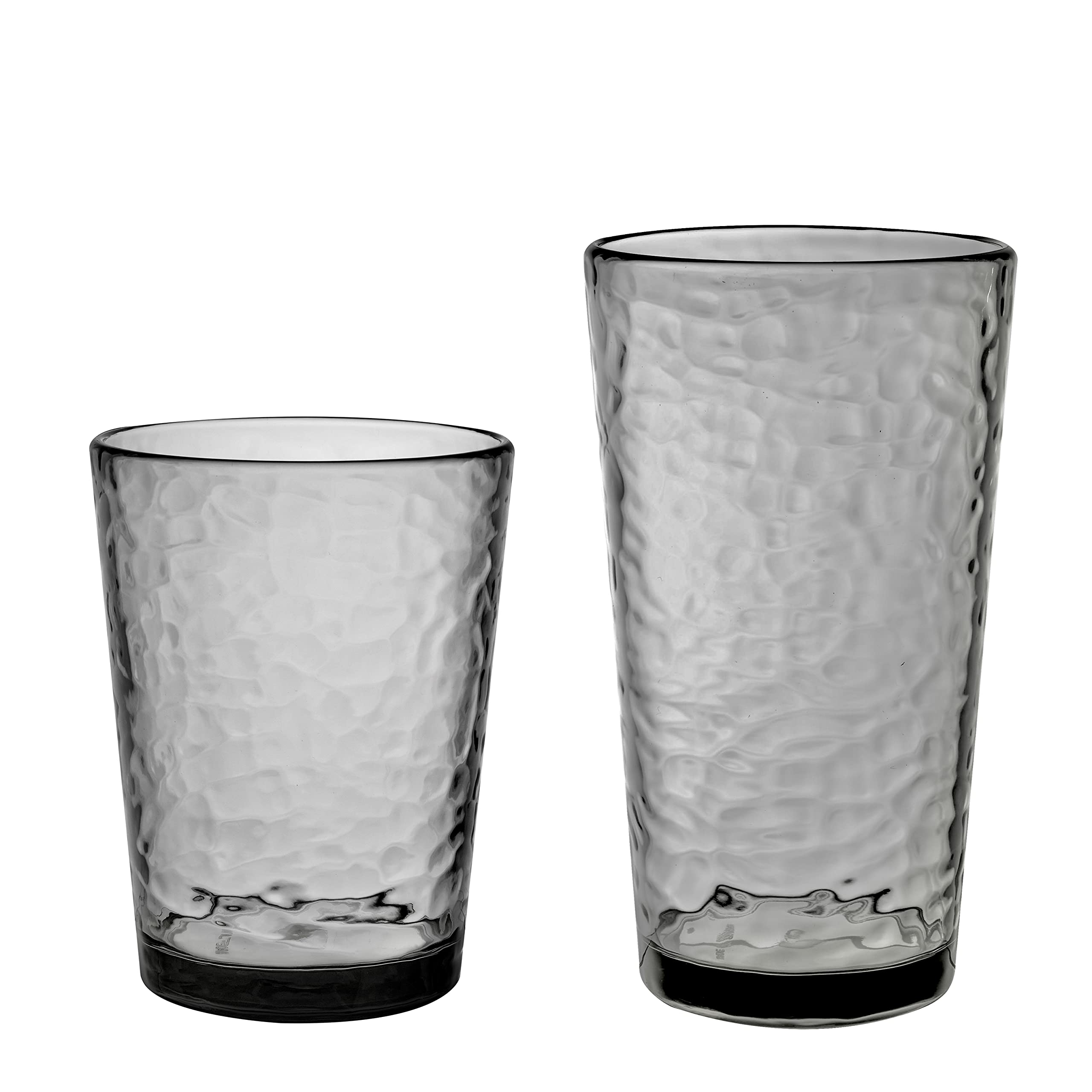 KLIFA- NICE- 14.7 & 20 ounce, Set of 8, Acrylic Tumbler & Highball Drinking Glasses, BPA-Free, Stackable Plastic Drinkware, Dishwasher Safe Cups, Gray