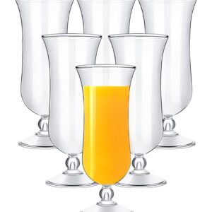 Cheardia 6 Pack Plastic Hurricane Glass, 13.5 oz Pina Colada Glasses Break-Resistant Clear Tulip Drinking Cups for Juices, Cocktails, Full-Bodied Beer, Tropical Drinks, Water, Beverages