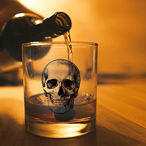 AGMdesign Skeleton Skull Whiskey Glass, Halloween Whiskey Glass, Fathers Day Gift for Men, Husband, Dad, Brother, Best Friend