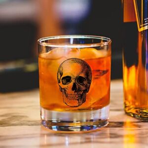 AGMdesign Skeleton Skull Whiskey Glass, Halloween Whiskey Glass, Fathers Day Gift for Men, Husband, Dad, Brother, Best Friend