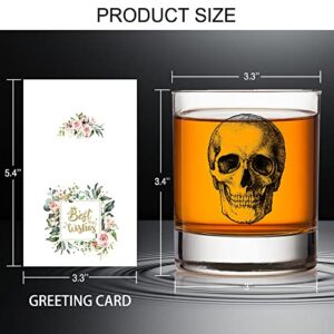 AGMdesign Skeleton Skull Whiskey Glass, Halloween Whiskey Glass, Fathers Day Gift for Men, Husband, Dad, Brother, Best Friend