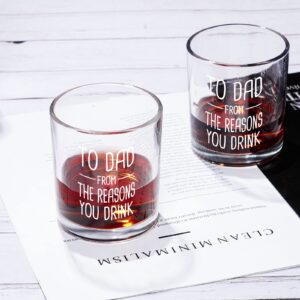 Dad Gift - To Dad From The Reasons You Drink Whiskey Glass, Funny Father Rock Glass for Men Father Dad New Dad Grandpa Husband, Unique Gift Idea for Christmas Father’s Day Birthday, 10 Oz