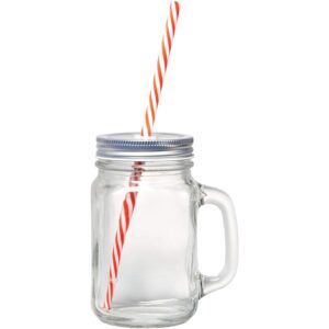 Starfrit 2-Pack Mason Jar Mugs with Reuseable Straws, Clear