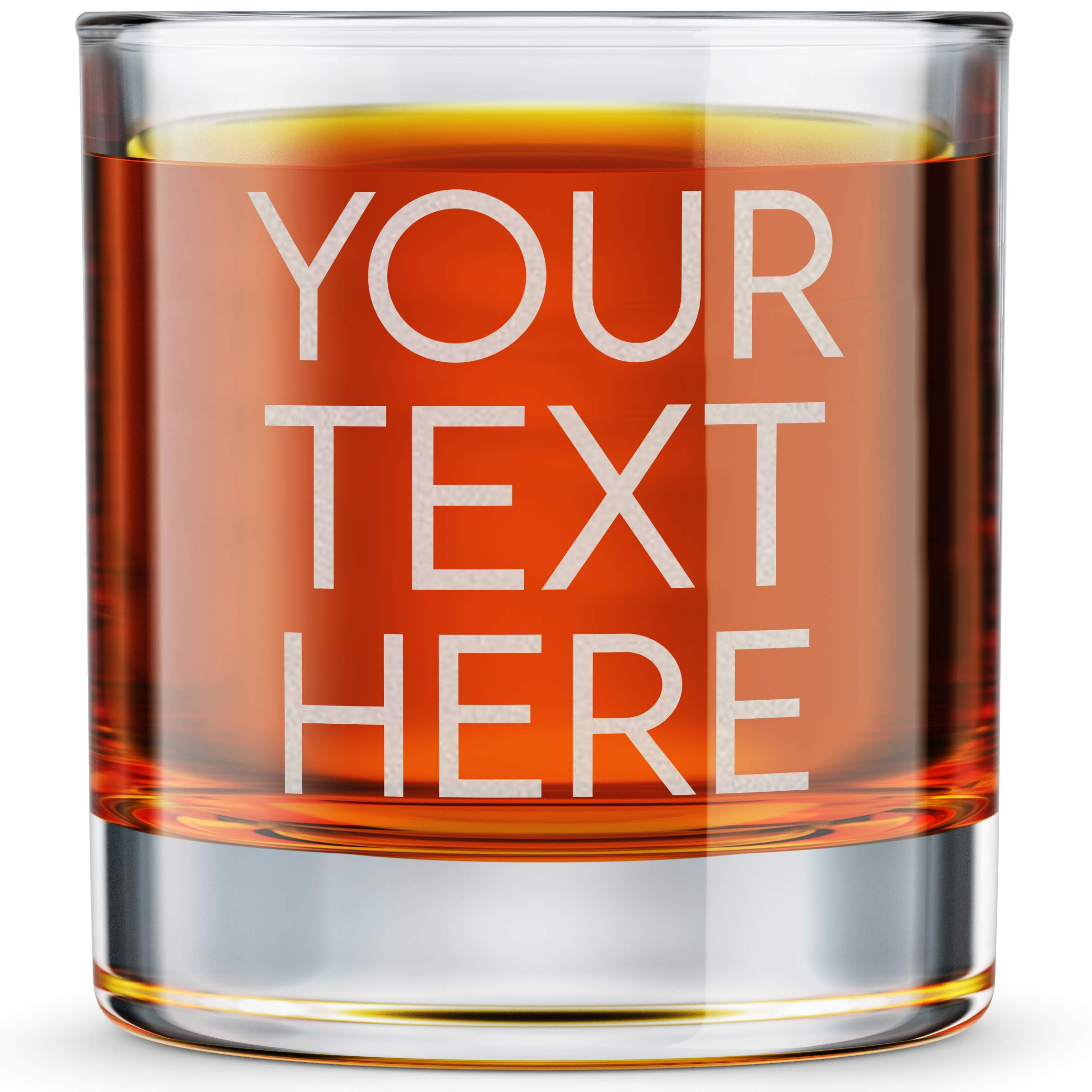 Custom Whiskey Glass, Engraved Etched Text Rocks Cocktail Glass, 10.25 oz Old Fashioned Whiskey Cup Gift, Customize With Your Text Here