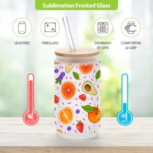 AnTaoTao Sublimation Glass Cans Blanks Frosted 18 OZ with Bamboo Lid and Clear Glass Straw Beer Cans Wide Mouth Jar 6 Pack Reusable Tumbler Cups Mugs for Iced Coffee, Tea, Juice, Soda, DIY Gift