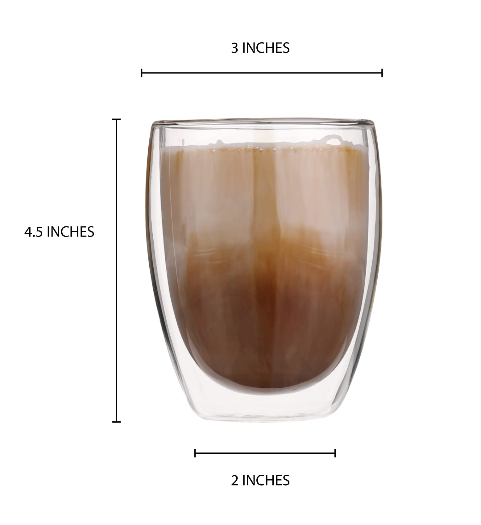 LEMONSODA Double Wall Large Glass Coffee Mugs Cups (12oz 350ml) Insulated Thermal Mugs Glasses For Tea, Coffee, Latte, Cappucino, Cafe, Milk | Hot and Cold beverages | Set of 4