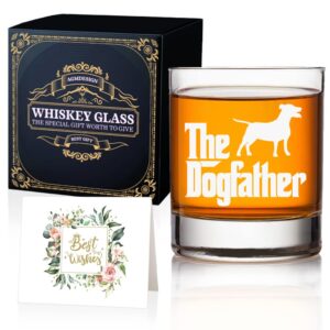 agmdesign, the dog father whiskey glasses gifts for dog owner, dog lover, dog dad, dog mom, boyfriend, husband, 11 oz whiskey bourbon lowball glass