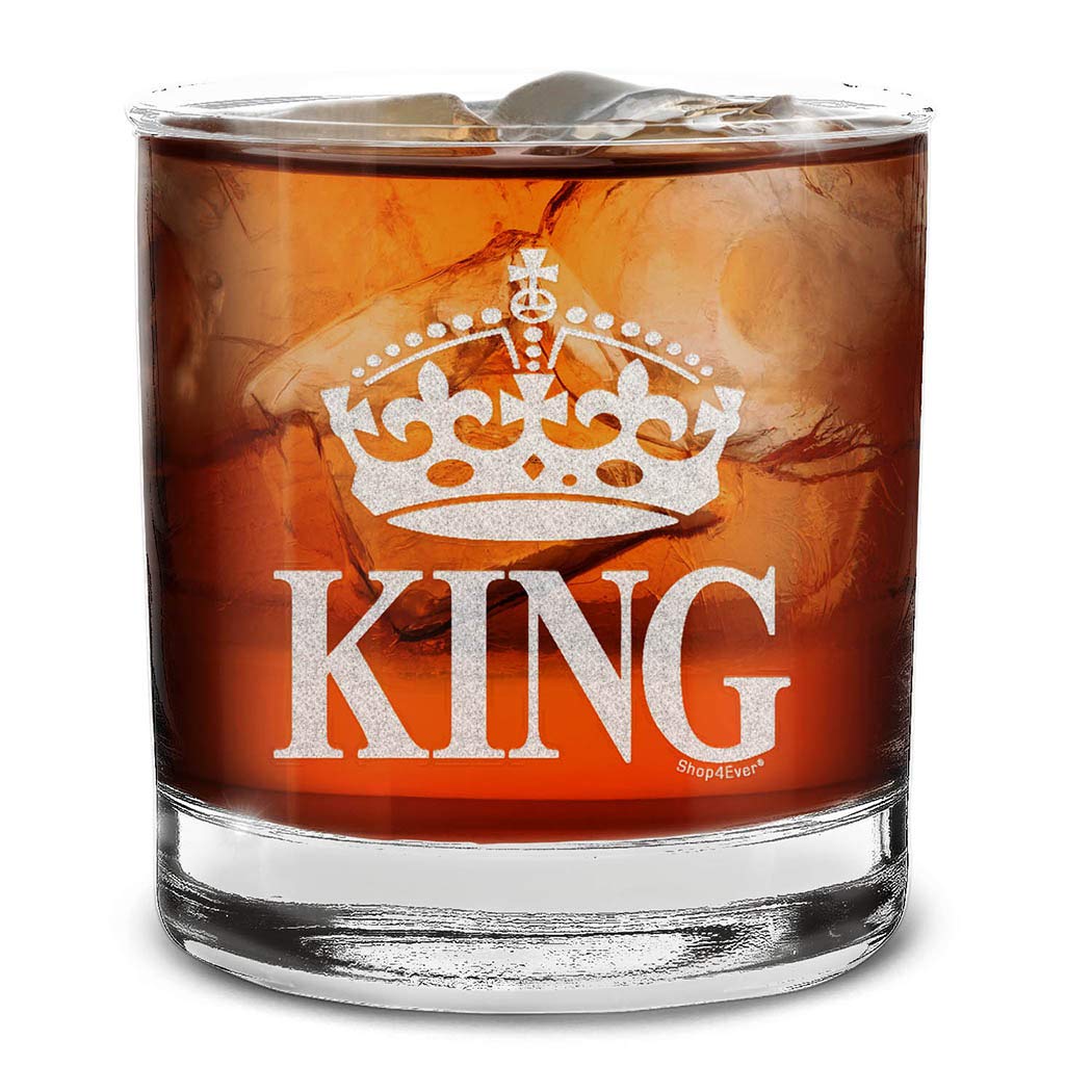 shop4ever® Crown King Engraved Whiskey Glass For Husband Boyfriend Dad