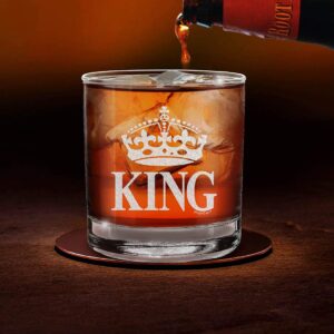 shop4ever® Crown King Engraved Whiskey Glass For Husband Boyfriend Dad