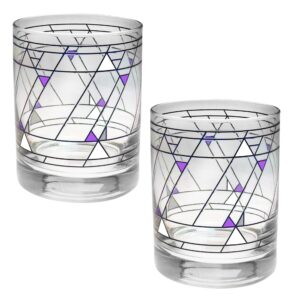 culver frank lloyd wright dof double old fashioned glass 14-ounce (gift boxed set of 2, hollyhock)