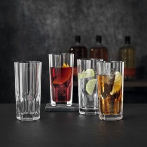 Nachtmann Aspen Collection Highball Glasses, Set of 4, Long Drink Glass, 11- ounce Tall Drinking Glassware, for Mix Drinks and Cocktails, Made of Crystal Glass, Clear, Dishwasher Safe