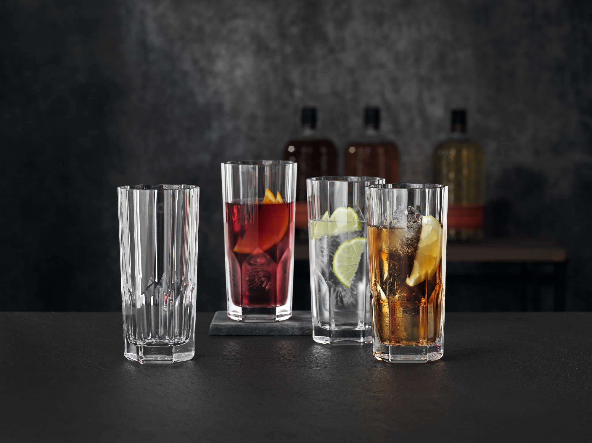 Nachtmann Aspen Collection Highball Glasses, Set of 4, Long Drink Glass, 11- ounce Tall Drinking Glassware, for Mix Drinks and Cocktails, Made of Crystal Glass, Clear, Dishwasher Safe