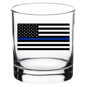 Rogue River Tactical Thin Blue Line Old Fashioned Whiskey Glass Drinking Cup Gift For Police Officer Law Enforcement