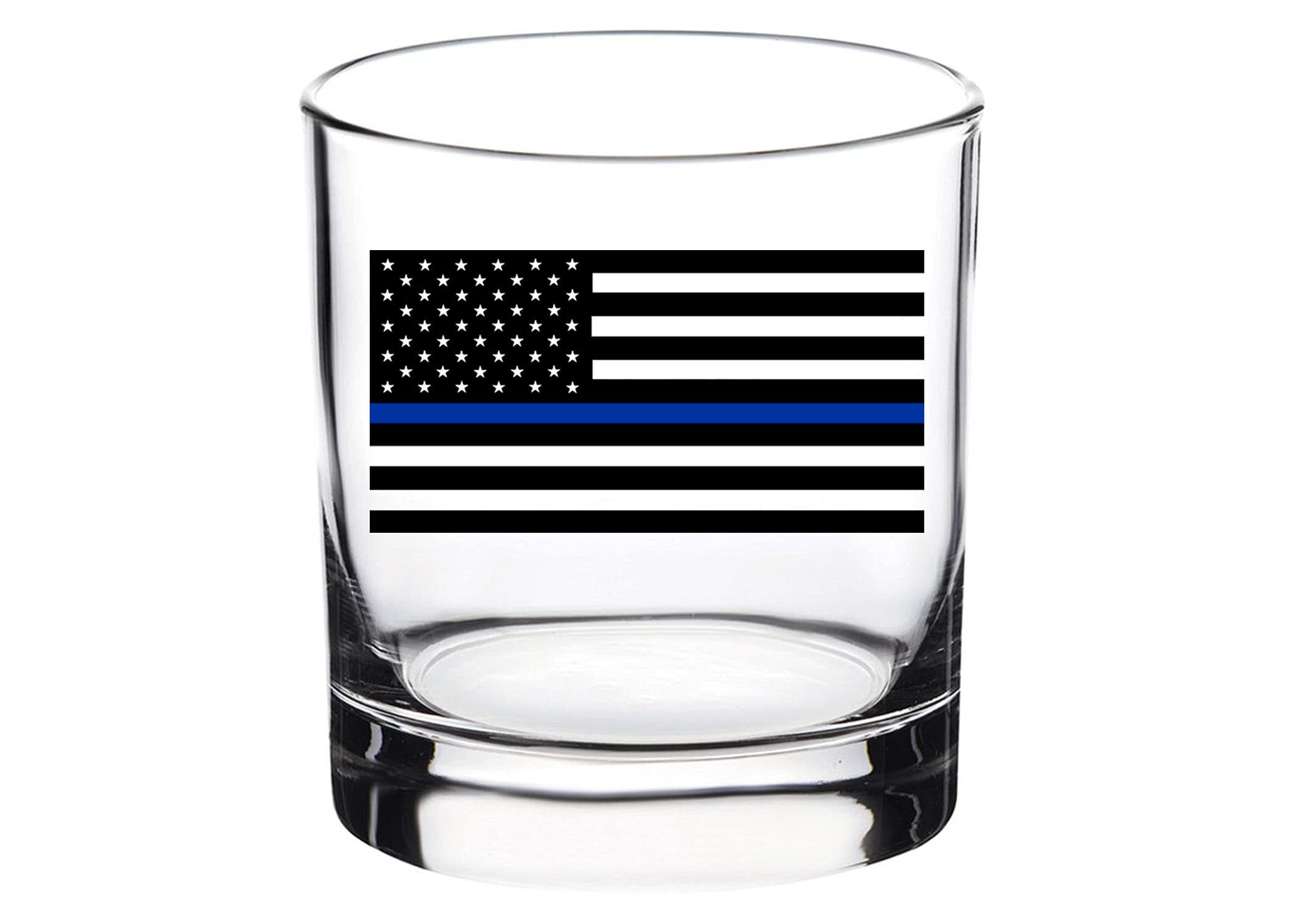 Rogue River Tactical Thin Blue Line Old Fashioned Whiskey Glass Drinking Cup Gift For Police Officer Law Enforcement