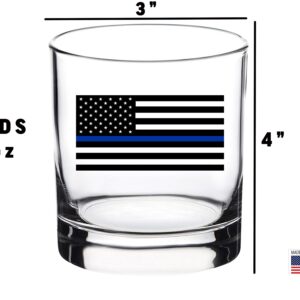 Rogue River Tactical Thin Blue Line Old Fashioned Whiskey Glass Drinking Cup Gift For Police Officer Law Enforcement