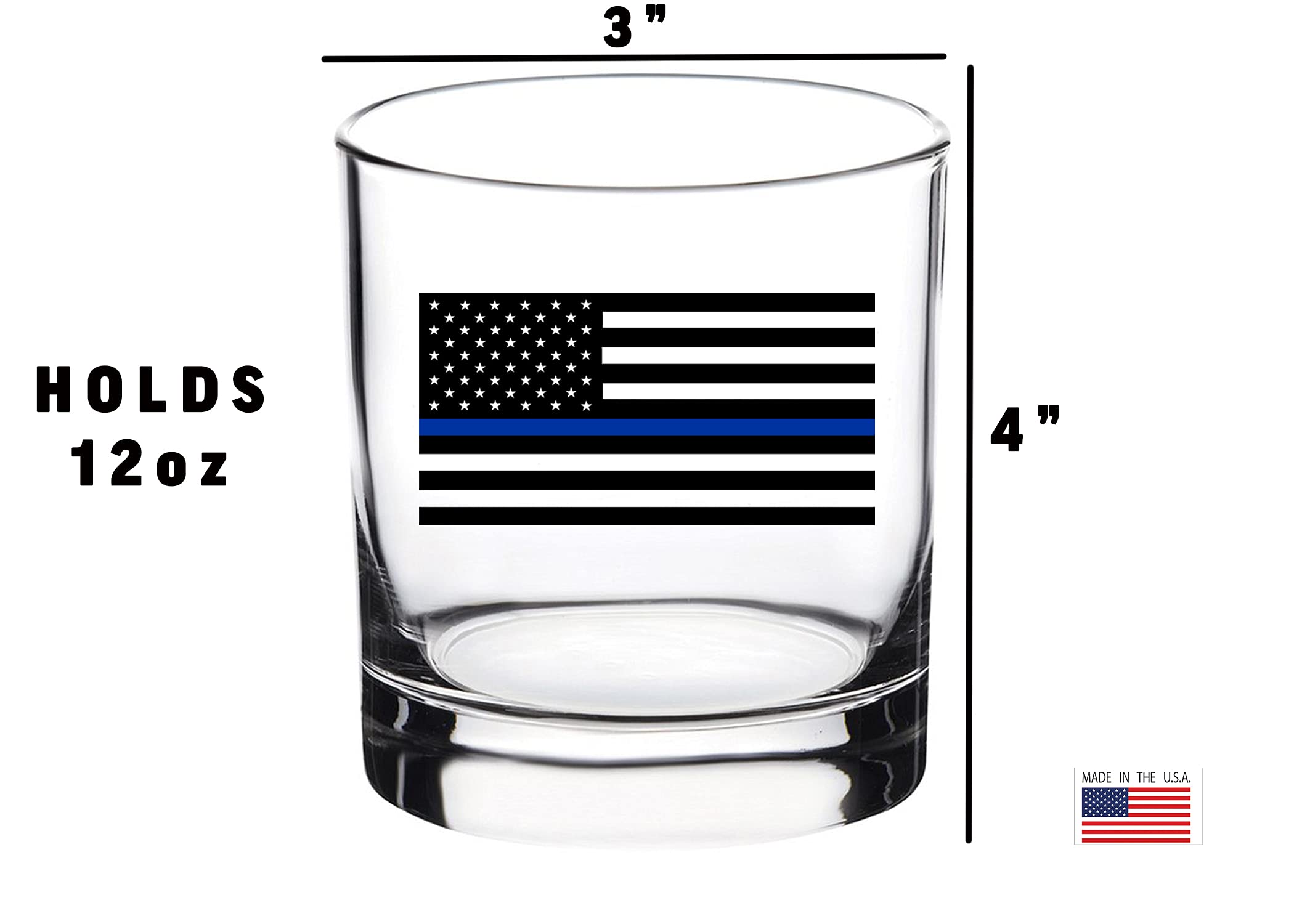 Rogue River Tactical Thin Blue Line Old Fashioned Whiskey Glass Drinking Cup Gift For Police Officer Law Enforcement