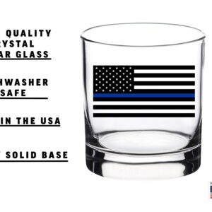 Rogue River Tactical Thin Blue Line Old Fashioned Whiskey Glass Drinking Cup Gift For Police Officer Law Enforcement