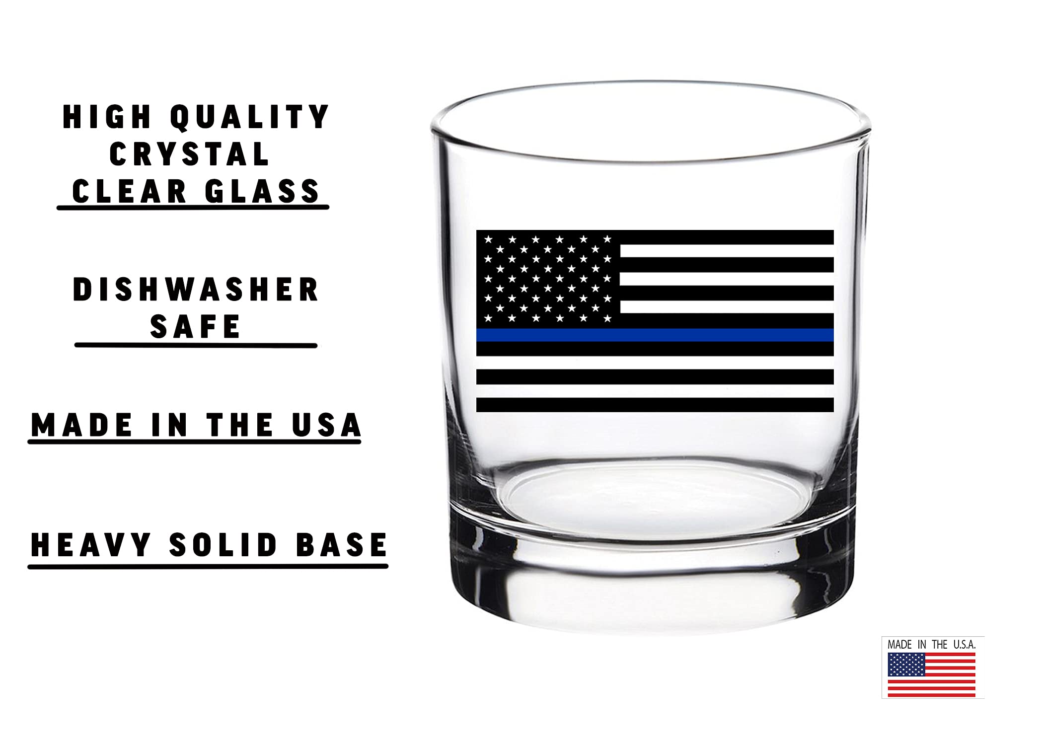 Rogue River Tactical Thin Blue Line Old Fashioned Whiskey Glass Drinking Cup Gift For Police Officer Law Enforcement