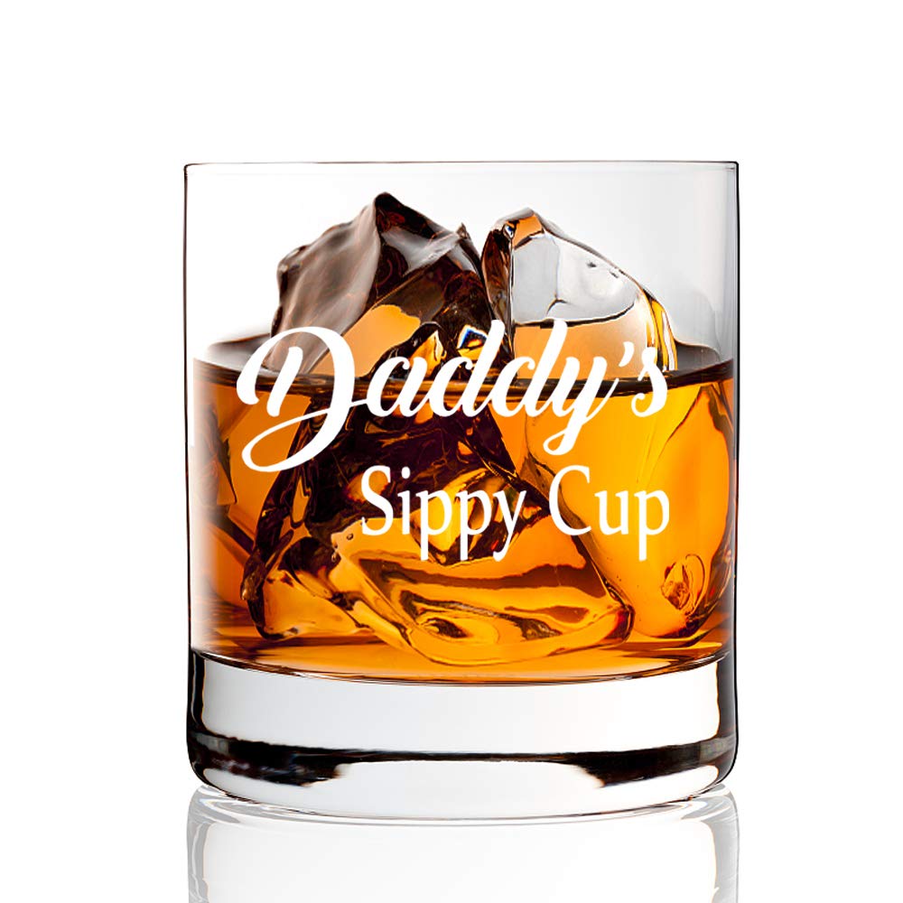 AGMdesign, Daddy's Sippy Cup Whiskey Glasses, Funny Fathers Day, Birthday Gifts for Dad from Daughter, Son