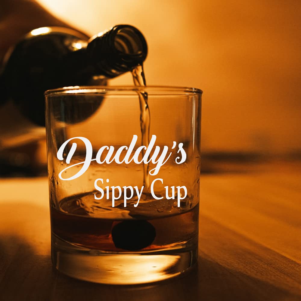 AGMdesign, Daddy's Sippy Cup Whiskey Glasses, Funny Fathers Day, Birthday Gifts for Dad from Daughter, Son