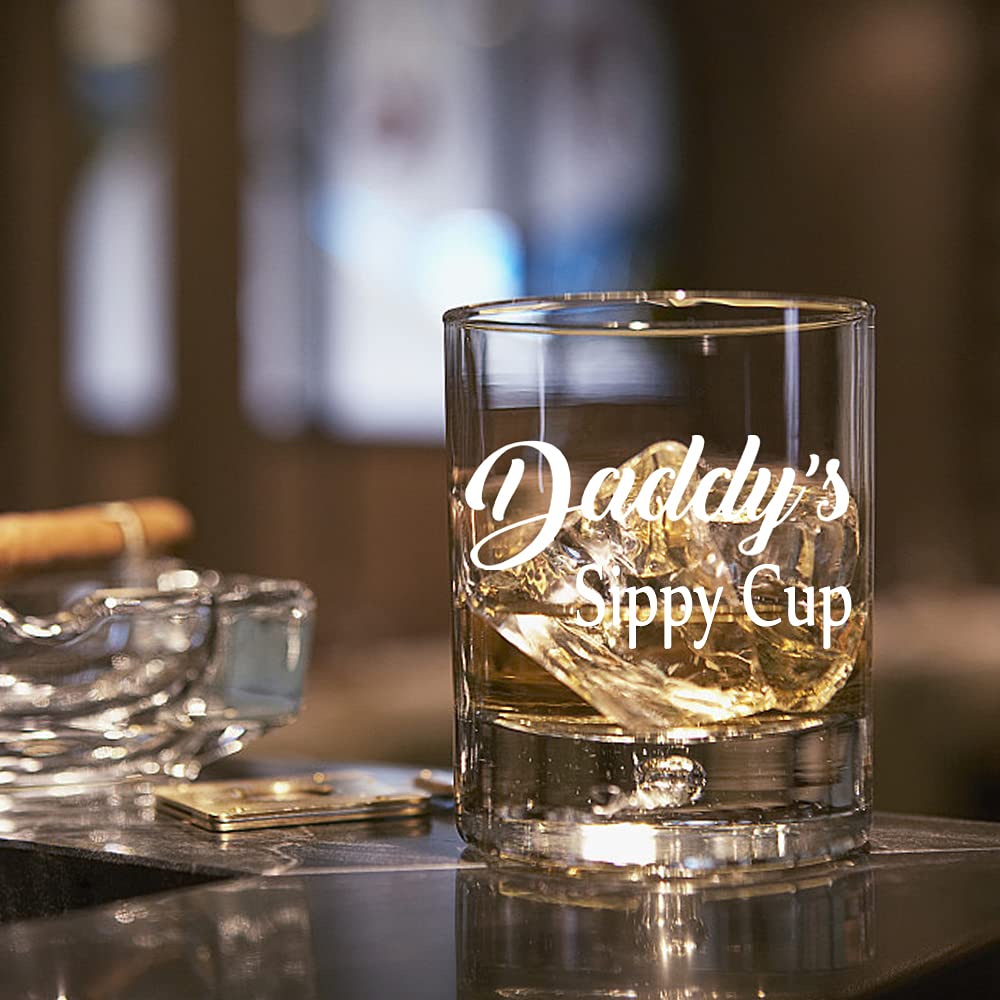 AGMdesign, Daddy's Sippy Cup Whiskey Glasses, Funny Fathers Day, Birthday Gifts for Dad from Daughter, Son