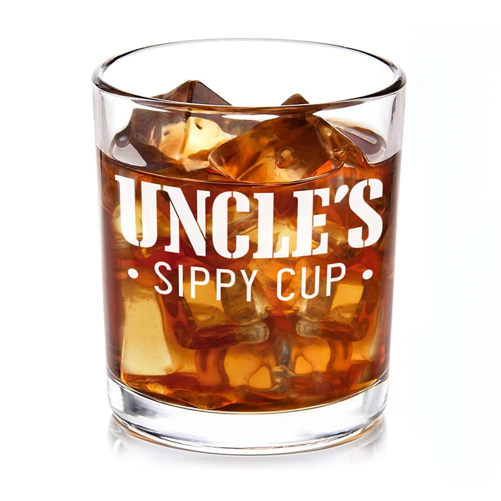 NICKANE Whiskey Glass 11oz - Old Fashioned Glasses Gifts For Men | Funny Uncle's Sippy Cup Whisky Glasses for your Uncle | Christmas, Birthday, Father's Day Fun Gifts For Uncles from Niece, Nephew