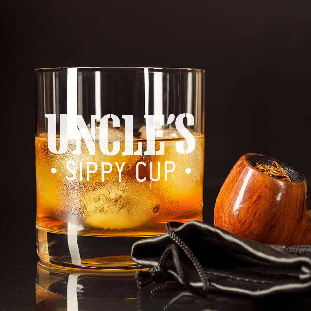 NICKANE Whiskey Glass 11oz - Old Fashioned Glasses Gifts For Men | Funny Uncle's Sippy Cup Whisky Glasses for your Uncle | Christmas, Birthday, Father's Day Fun Gifts For Uncles from Niece, Nephew