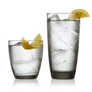 libbey slate smoke 12-piece cooler and double old fashioned glass set