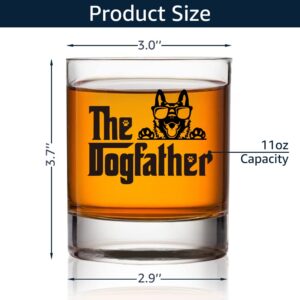 TOUNER German Shepherd Whiskey Glasses, The DogFather Whiskey Glass, Dog Lover Gifts For Him, Dog Dad Gifts For Men, Gifts from Dog Dad, Unique Gift For Dog Lovers