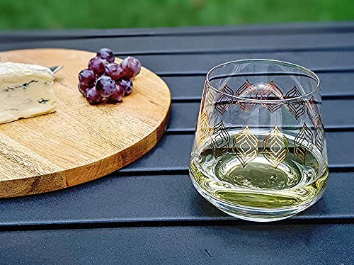 Alchemade Set Of 2 Whiskey Glasses With Metallic Design - 16 Oz Lowball For Cocktails, Old Fashioned, Manhattan, Bourbon, Or Scotch - Stemless Wine Glass Or Use For Any Beverage Of Choice