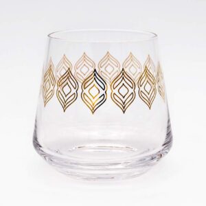 Alchemade Set Of 2 Whiskey Glasses With Metallic Design - 16 Oz Lowball For Cocktails, Old Fashioned, Manhattan, Bourbon, Or Scotch - Stemless Wine Glass Or Use For Any Beverage Of Choice