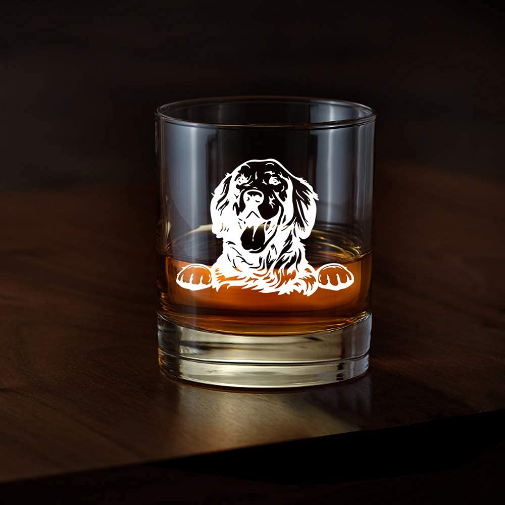 AGMdesign, Golden Retriever Whiskey Glass, Animal Lover Gift for animal lover, Pet parents, Dog Dad Mom, Husband, Brother, Dad,Grandpa, Dog lover Gift, New Dog Gift