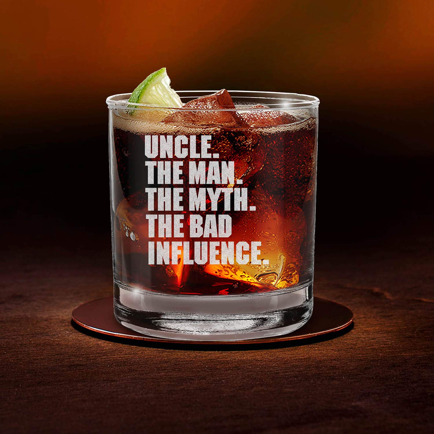 shop4ever® Uncle. The Man. The Myth. The Bad Influence. Engraved Whiskey Glass Uncle Birthday Gift