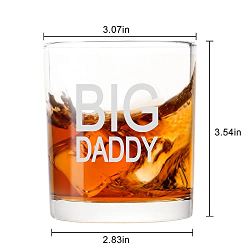 Dad Gift on Father’s Day, Novelty Big Daddy Whiskey Glass, Old Fashioned Glasses, Unique Scotch Glass for Dad, New Dad, Husband, friends, Gift on Father’s Day, Birthday, Christmas, 10 Oz