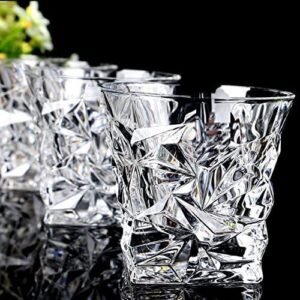 Diamond Whiskey Glasses - Set of 4 - by Vaci + 4 Drink Coasters, Crystal Made Bourbon, Scotch or Liquor Glass, Gift For Men & Women