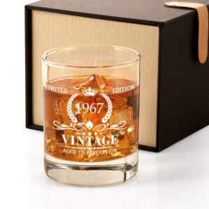 triwol 1967 57th birthday gifts for men, vintage whiskey glass 57 birthday gifts for dad, son, husband, brother, funny 57th birthday gift present ideas for him, 57 year old bday party decoration