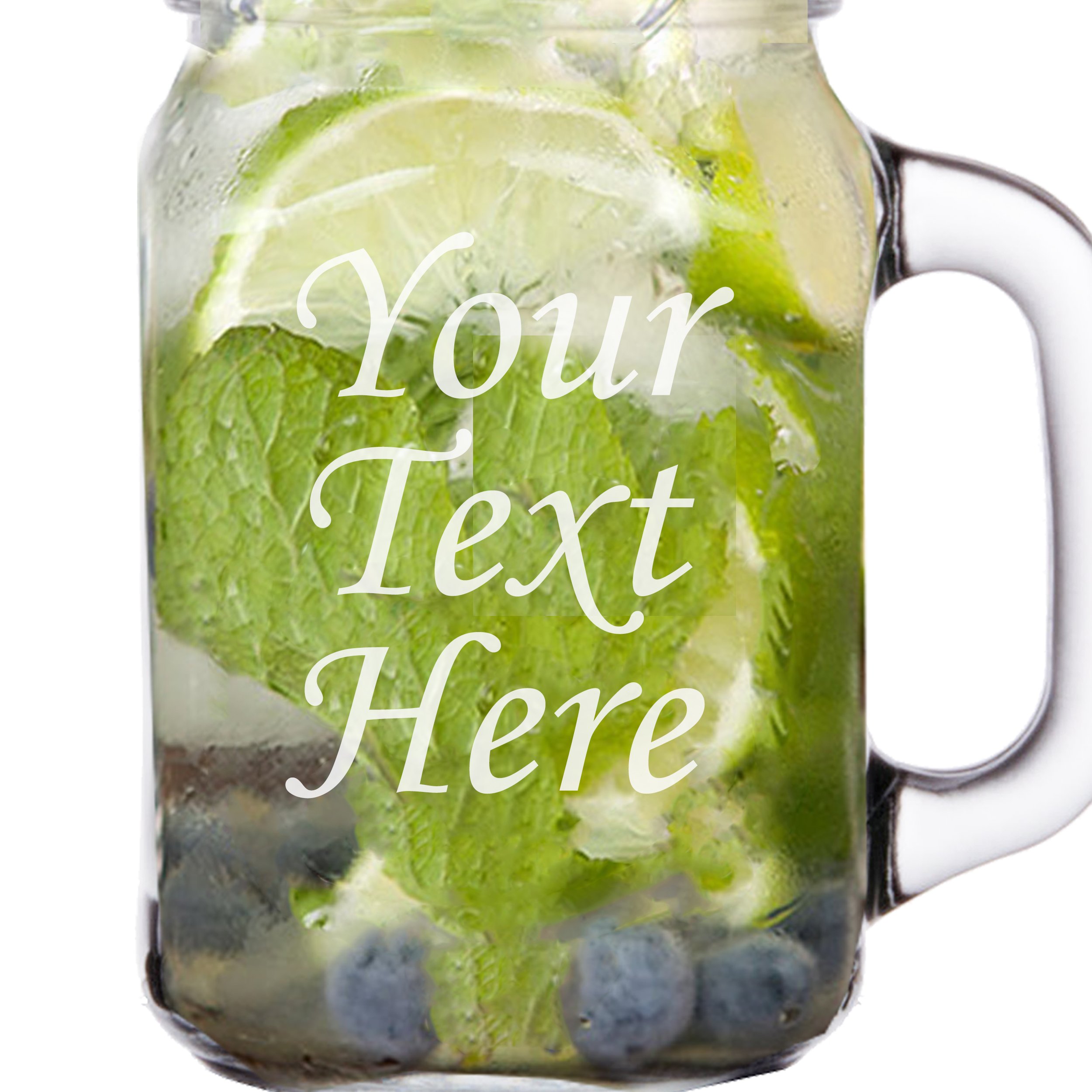 Personalized 16 oz Mason Jar - Custom Engraved Monogrammed Drinkware Glassware Barware Etched with Any Text