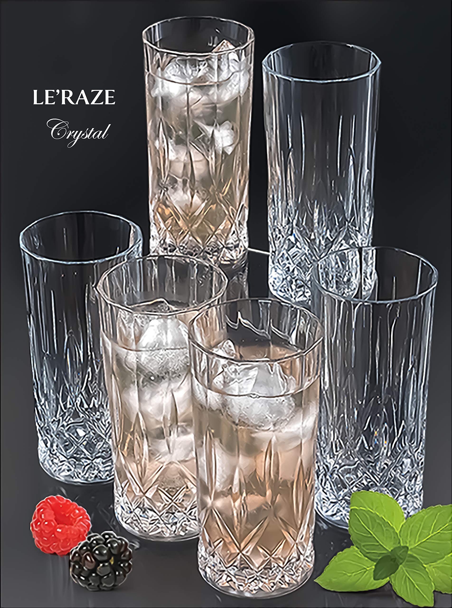 Crystal Highball Glasses, Glass Drinking Glasses [Set of 6] for Water, Juice, Beer, Wine, and Cocktails - Special Edition Glassware Set