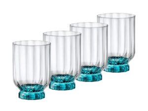 bormioli rocco florian 12.6 oz. double old fashioned dof glasses, lucent blue, set of 4