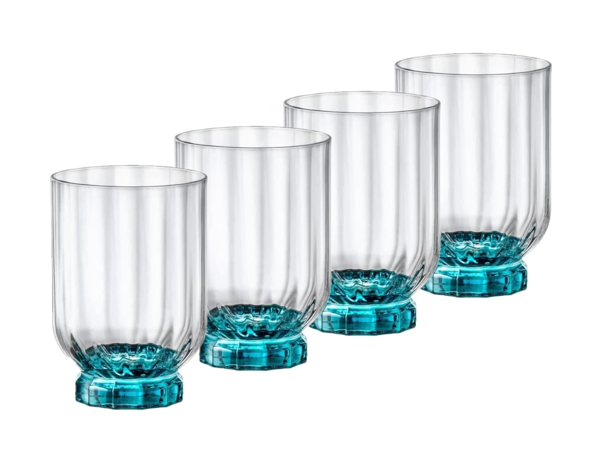 Bormioli Rocco Florian 12.6 oz. Double Old Fashioned DOF Glasses, Lucent Blue, Set of 4