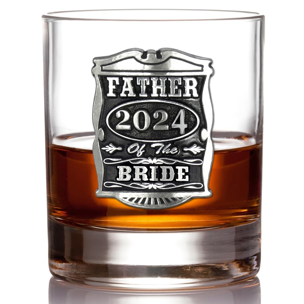 English Pewter Company 11oz Father Of The Bride Tumbler Old Fashioned Whisky Rocks Glass Personalised With Your Year – Perfect Wedding Party Gifts For Your Groomsmen – Gift Box [WD005]