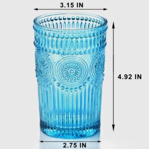 GLASS SMILE 4 Pack Romantic Water Glasses-12 OZ Purple Vintage Drinking Glasses Tumblers for Whisky, Beer, Juice, Beverages, Cocktail