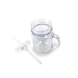 impecgear 20 oz mason jar doubled wall acrylic cup with straw (clear)