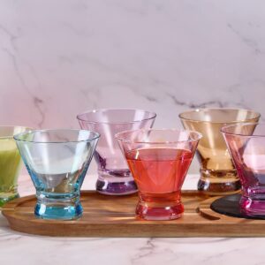 Physkoa Colored Martini Glasses Set of 6, Colorful Cocktail Glasses,Margarita Glass,Short Tumblers,Cosmo,Espresso Martini,Coupe Glasses, Drinkware for Wedding,Birthday,Housewarming,Party 8oz