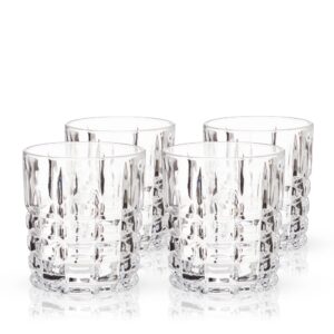 Viski Highland D.O.F. Glasses Set of 4 - Crystal Classic Lowball Cocktail Barware - 10 oz