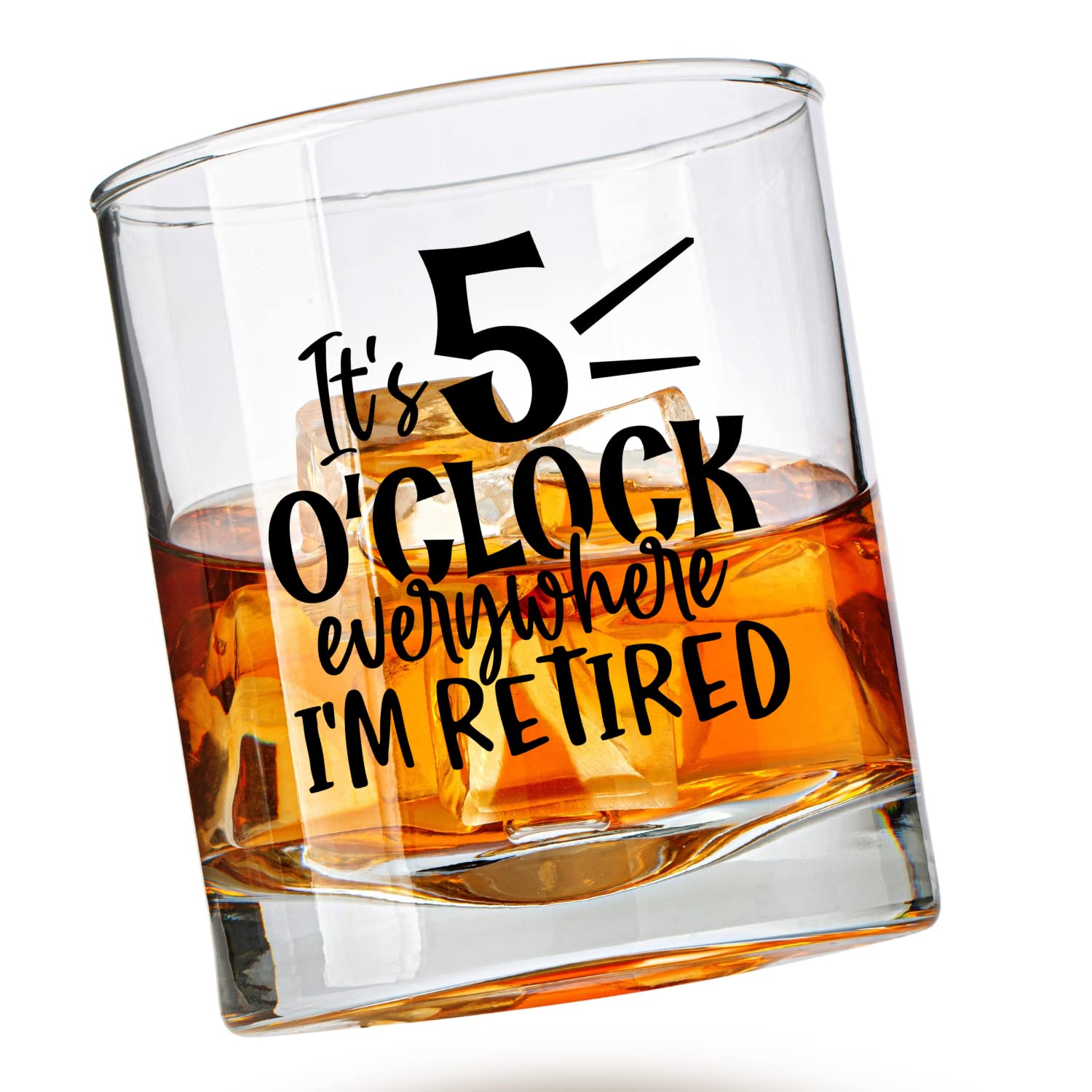 Its 5 O'Clock Everywhere Bouron Glass For Men - Retirement Gifts for Men - Funny Whiskey Glass Unique Retirement Gift For Dad, Grandpa, Friends, Family, And Coworkers - Fathers Day and Christmas Gift