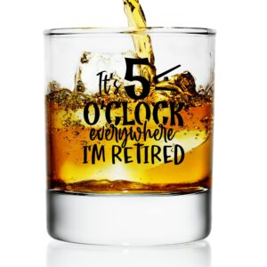 Its 5 O'Clock Everywhere Bouron Glass For Men - Retirement Gifts for Men - Funny Whiskey Glass Unique Retirement Gift For Dad, Grandpa, Friends, Family, And Coworkers - Fathers Day and Christmas Gift