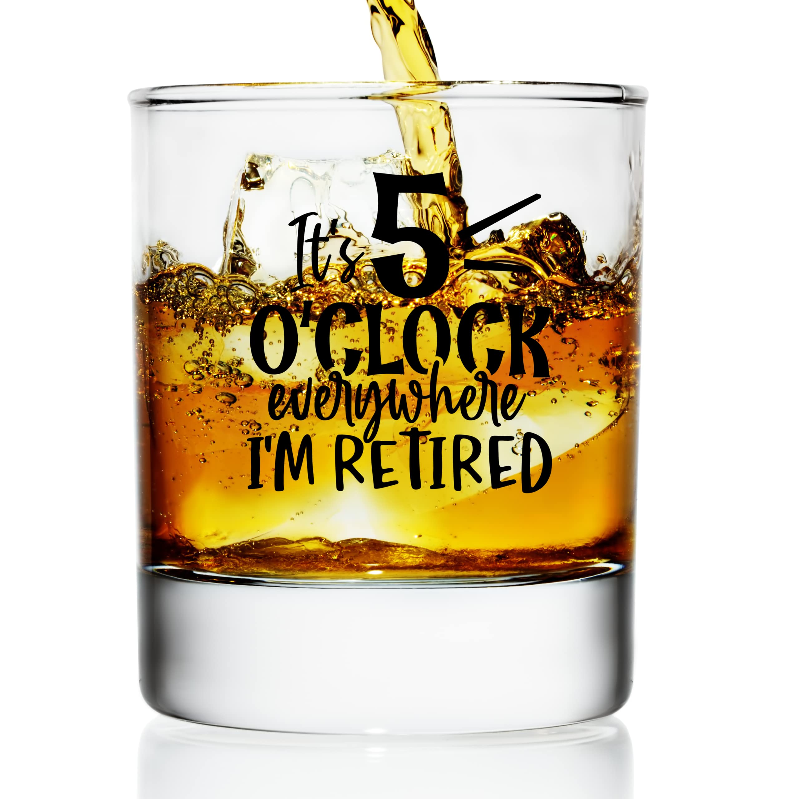 Its 5 O'Clock Everywhere Bouron Glass For Men - Retirement Gifts for Men - Funny Whiskey Glass Unique Retirement Gift For Dad, Grandpa, Friends, Family, And Coworkers - Fathers Day and Christmas Gift